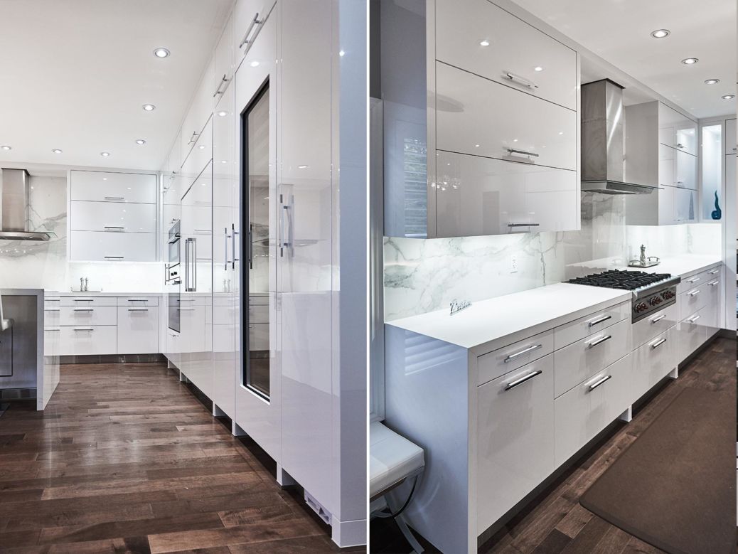 Modern White Kitchen with Hi-tech Flap Fittings in Toronto