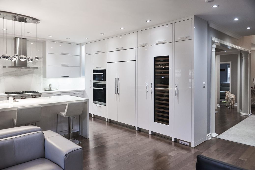 Modern White Kitchen with Hi-tech Flap Fittings in Toronto